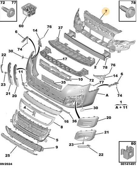PEUGEOT & CITROEN -- PARTNER TEPEE / BERLİNGO 2015--> ÖN TAMPON ÜST İÇ ...