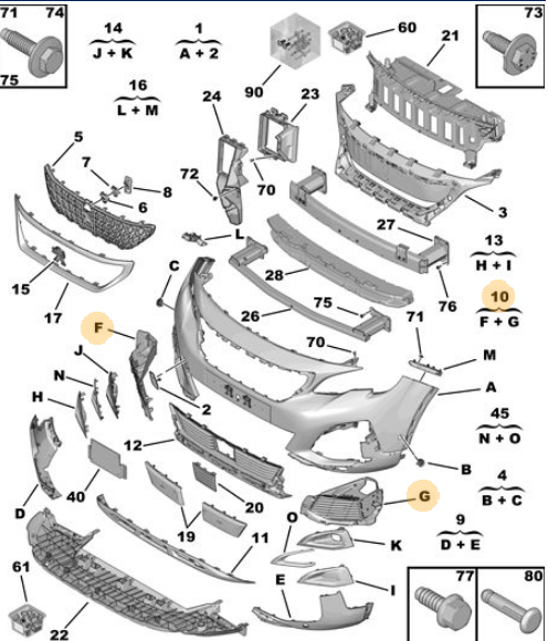 PEUGEOT 3008 (2016 -2019) ÖN TAMPON KÖŞE IZGARASI ( TAKIM )